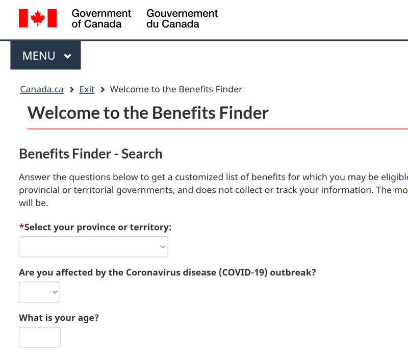 Canadian Benefits Finder