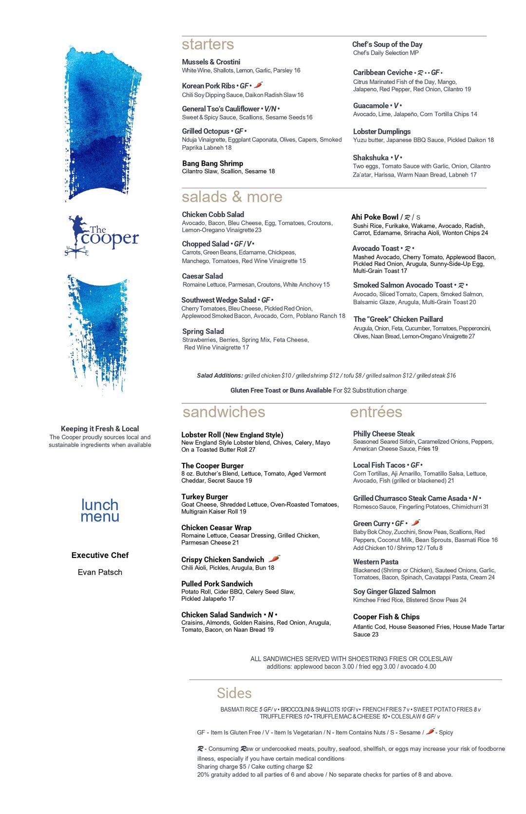 Lunch Menu | The Cooper Restaurant