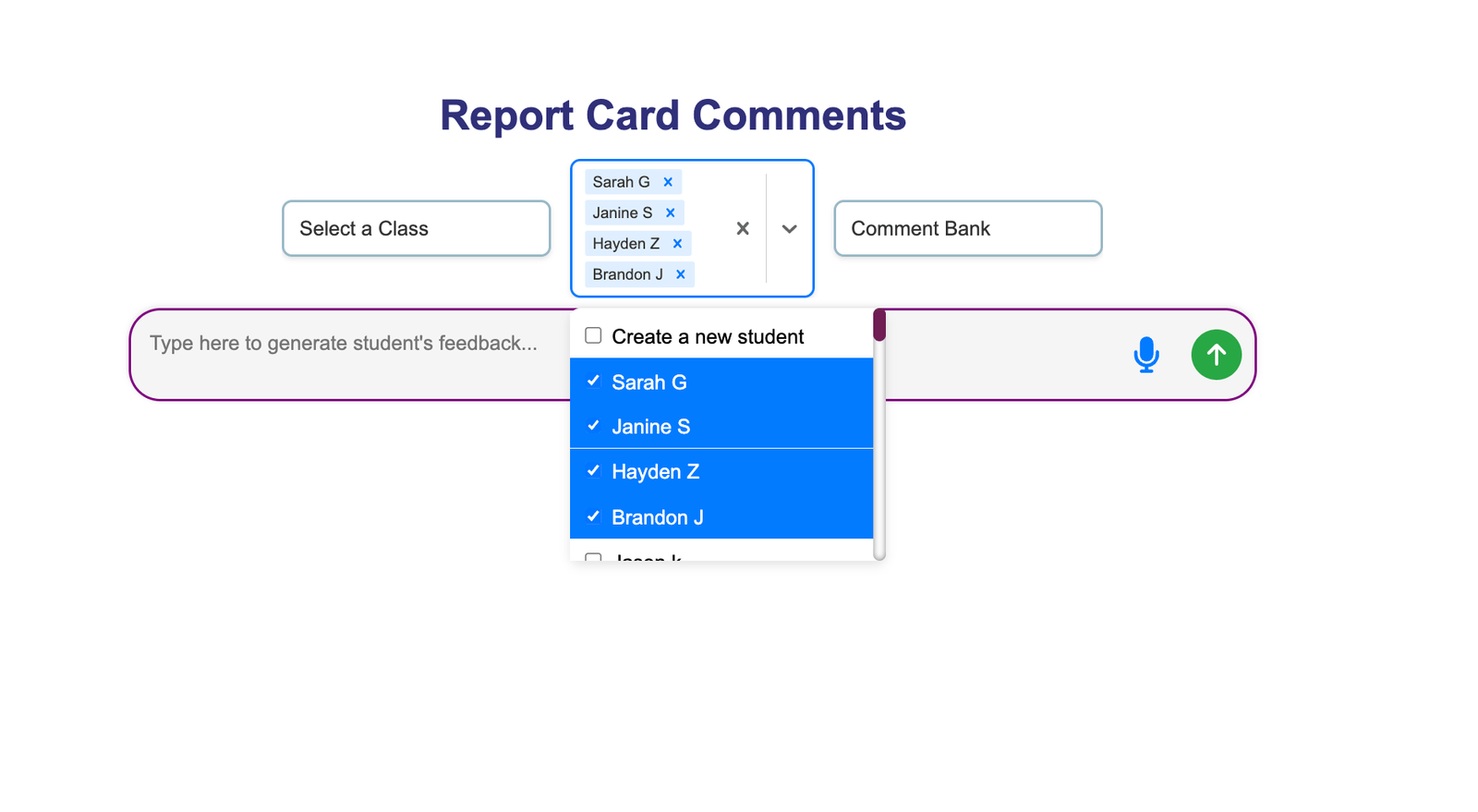 AI Report Card Comments | Make Progress AI
