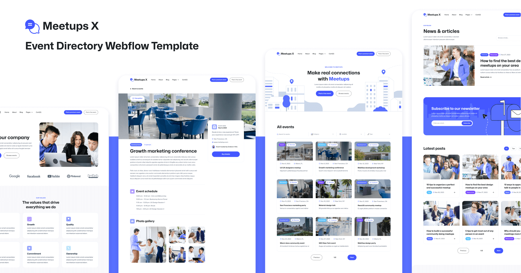 Style Guide - Meetups X - Webflow Ecommerce website template