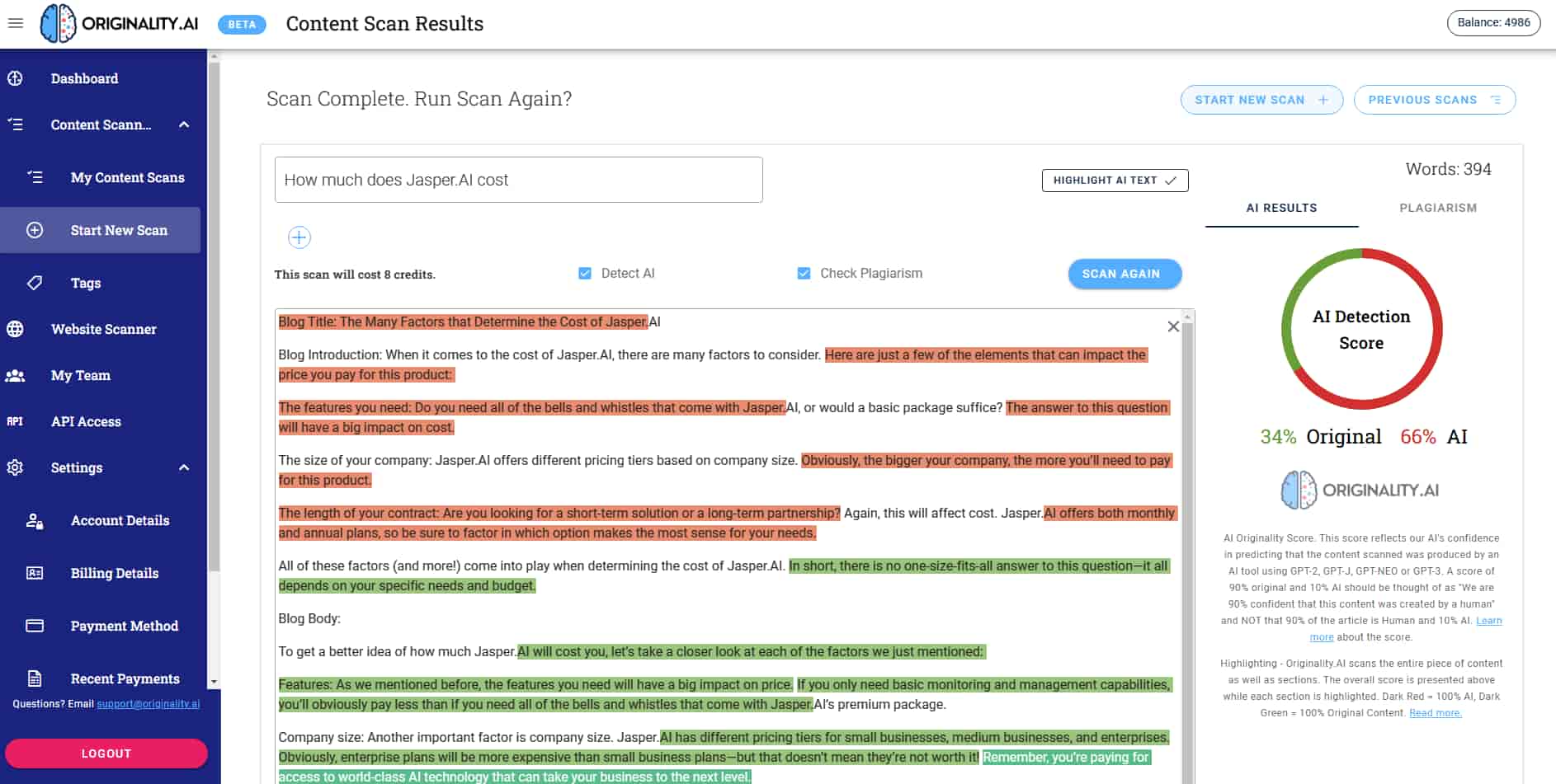 Winston AI Content Detector Review – Originality.AI