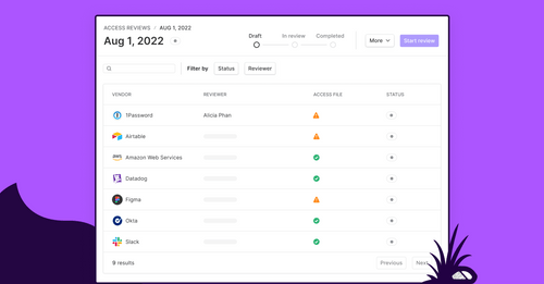 Automated user access review software - Vanta