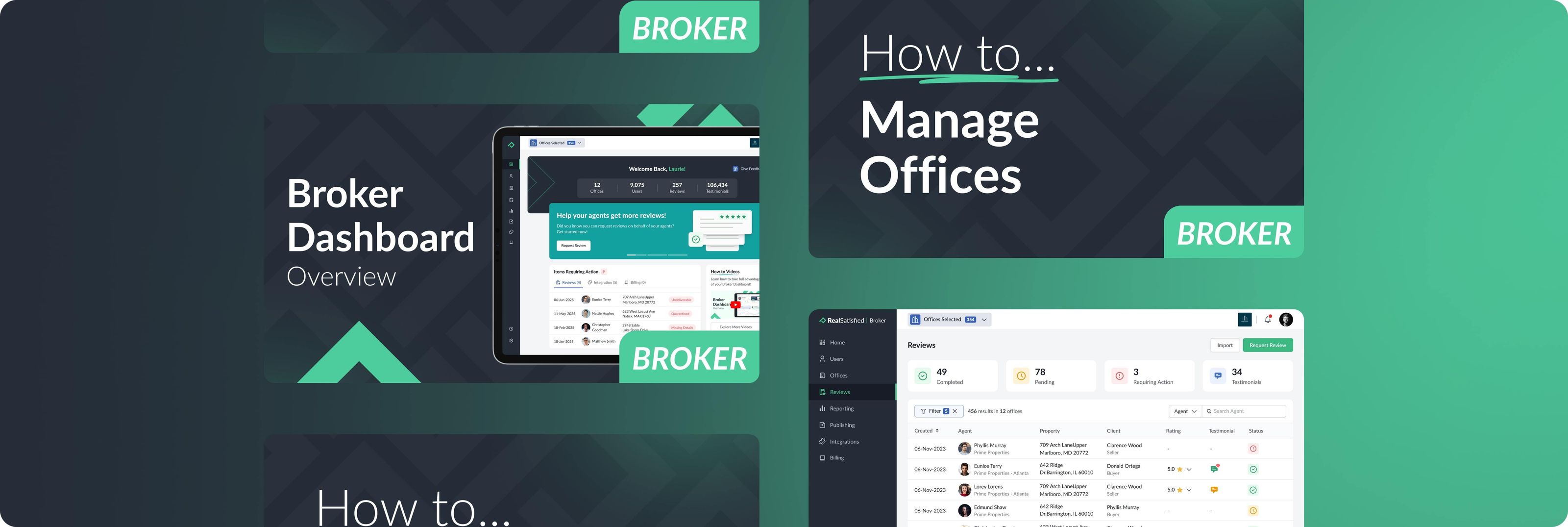 RealSatisfied How-to Videos for Broker Dashboard