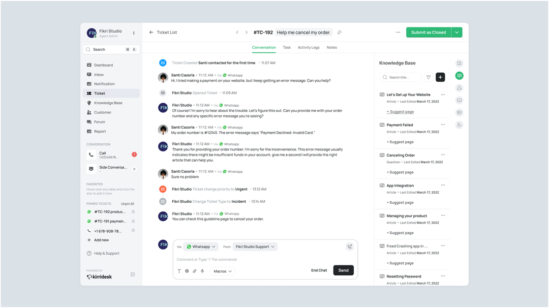 Kirridesk - Customer Service Management System Case Study.
