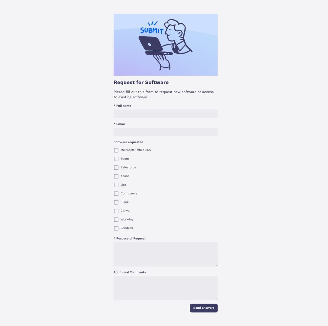 Software request workflow template to simplify approvals