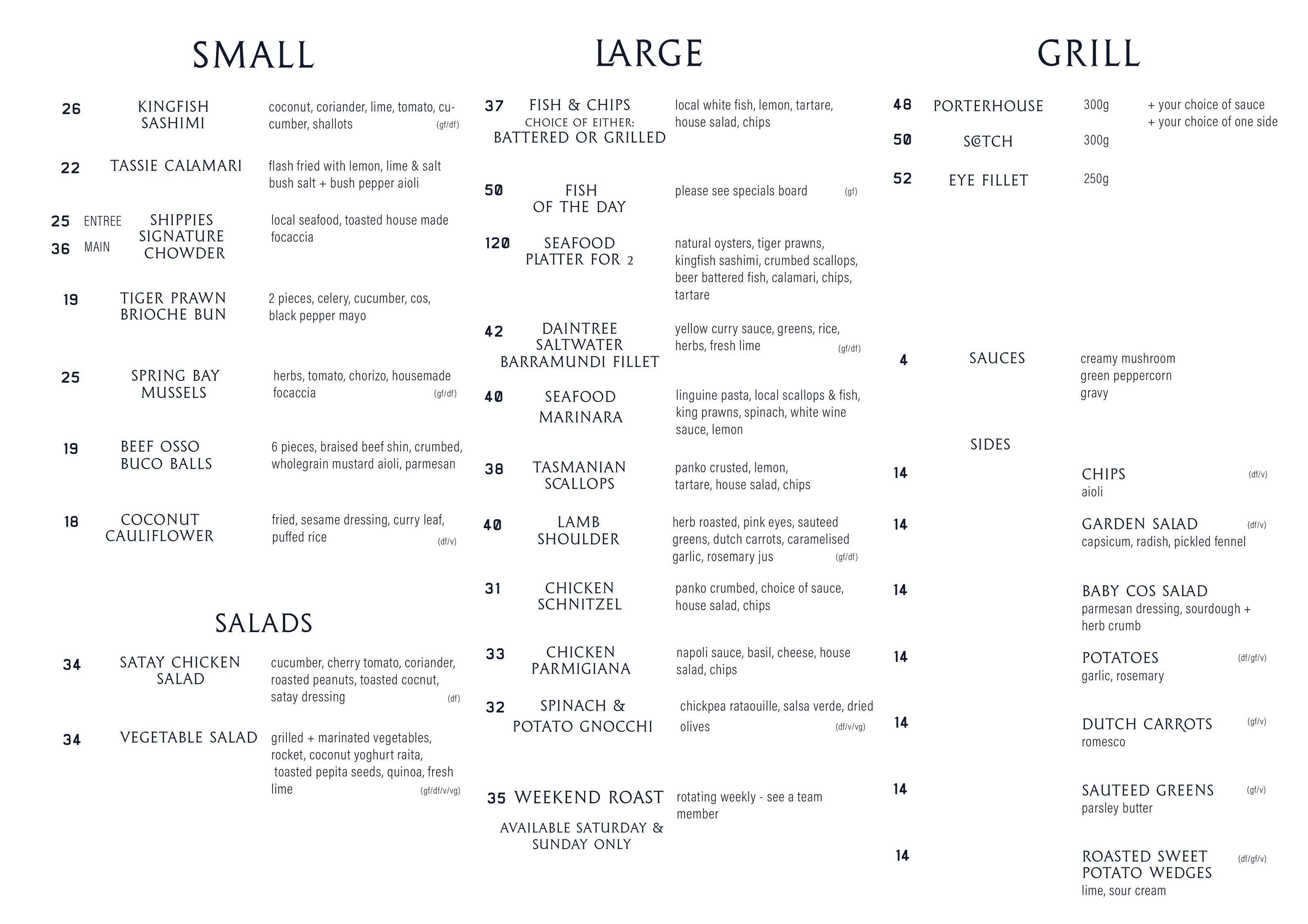 Shipwright Arms Hotel - Menu