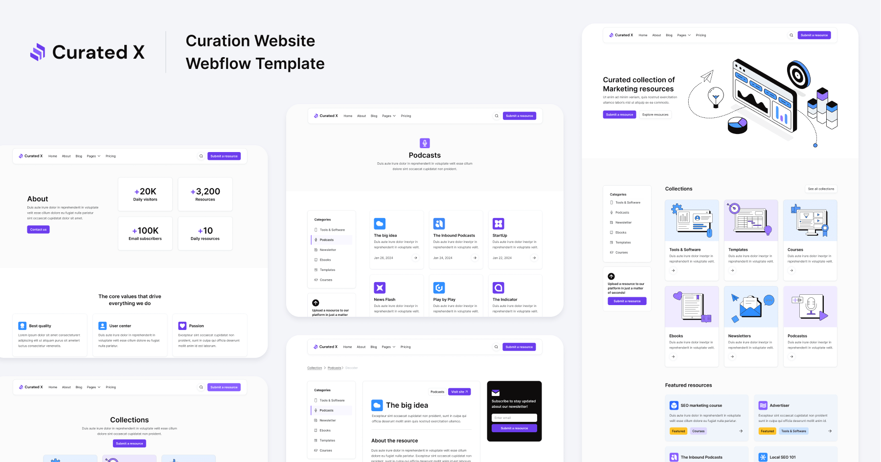 Style Guide - Curated X Webflow Ecommerce website template