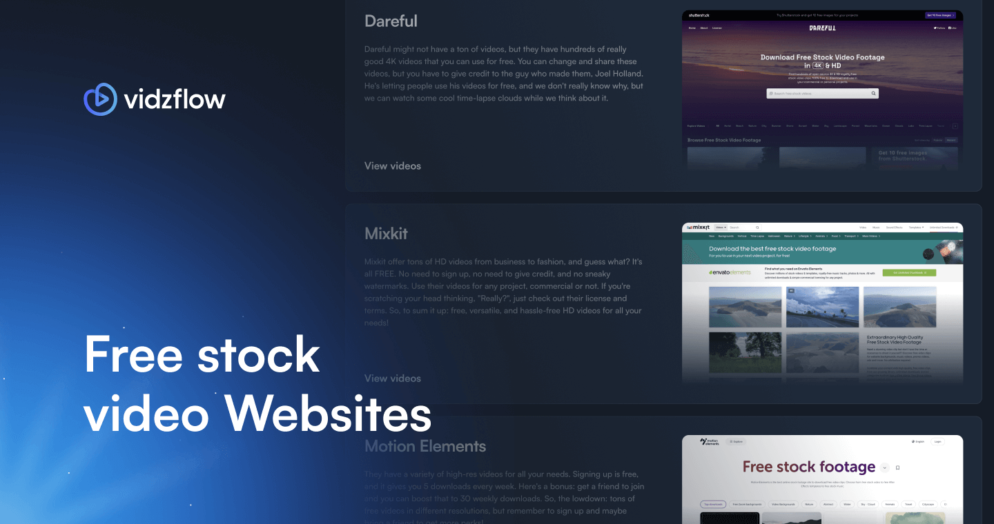 Free stock video websites | Vidzflow