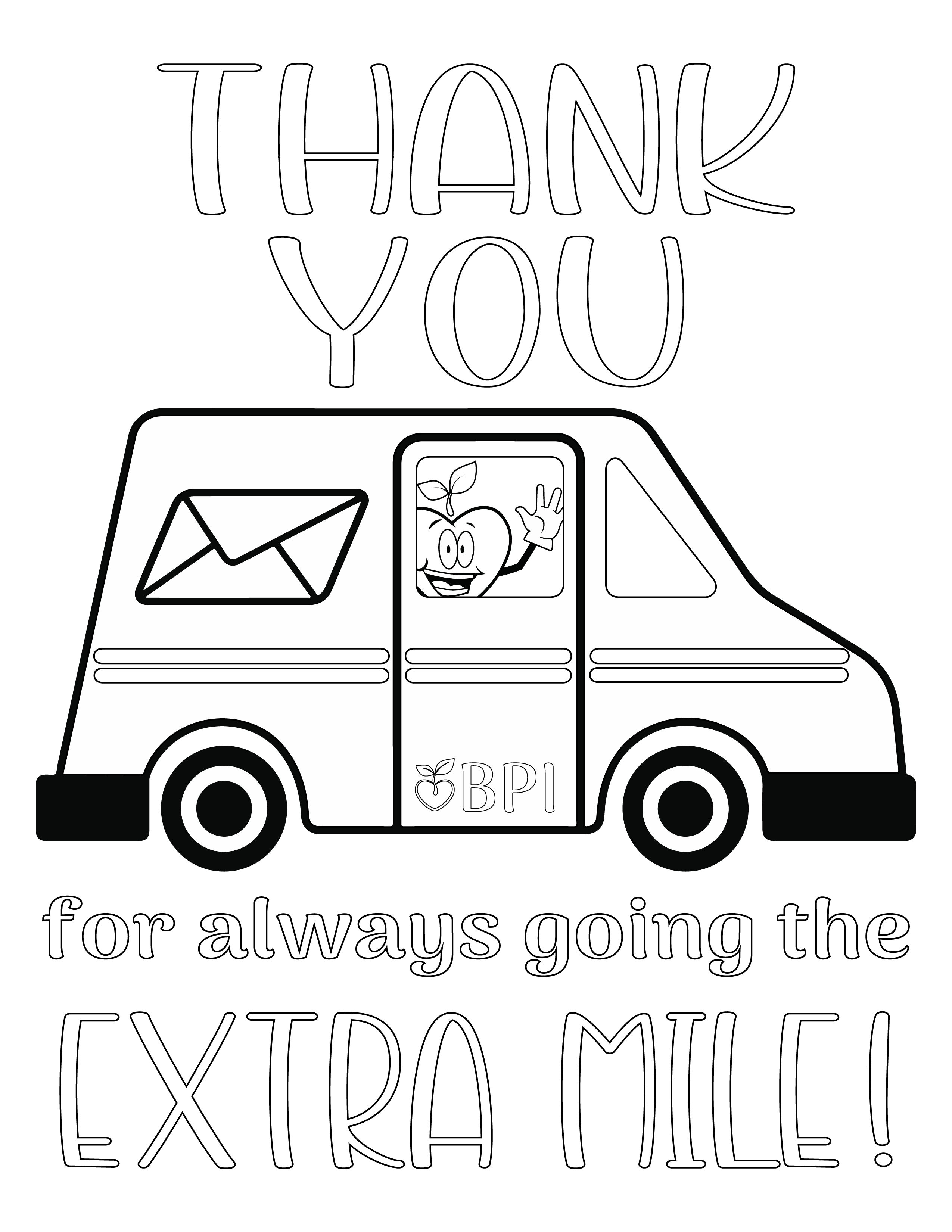 Thank The Mailman Coloring Sheet