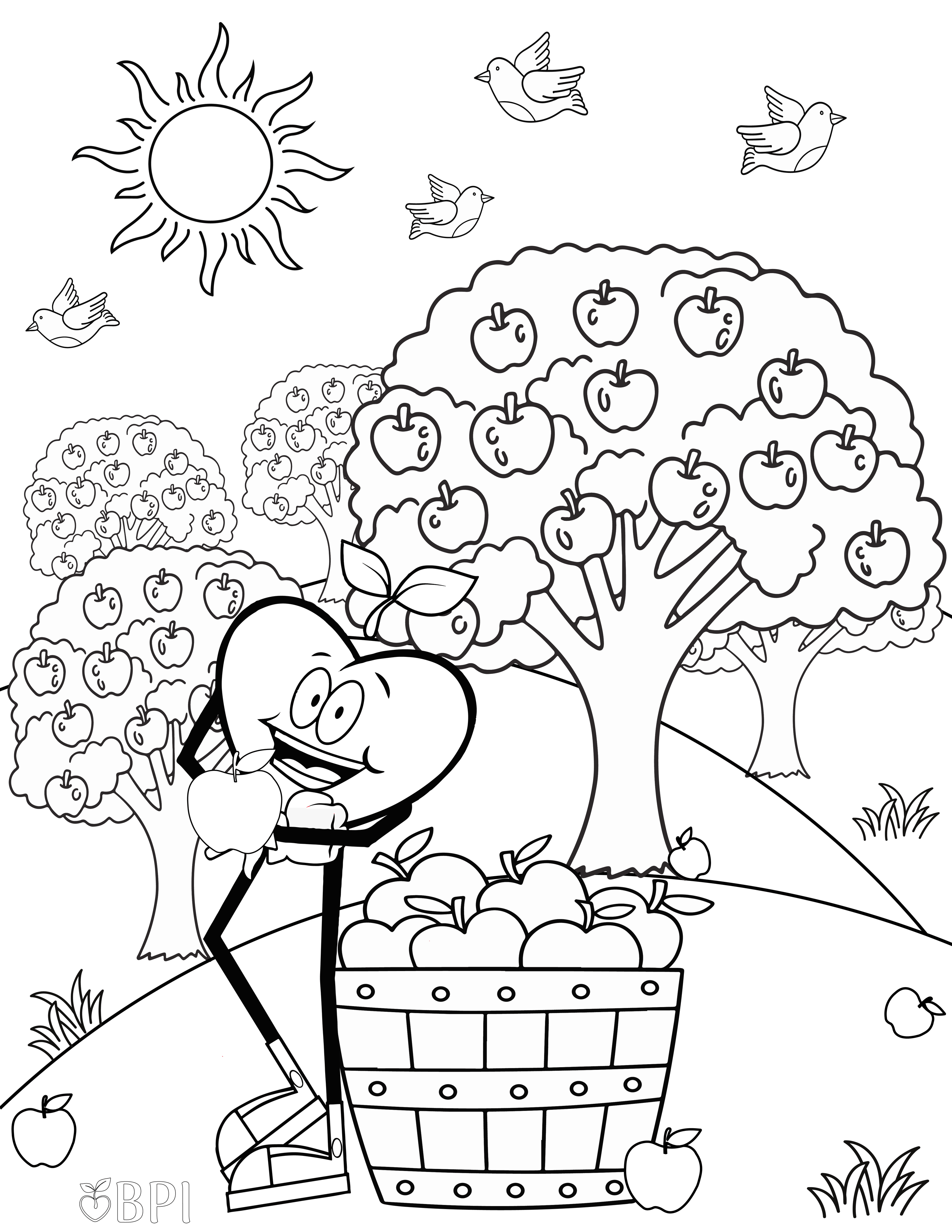 Apple Orchard Coloring Sheet