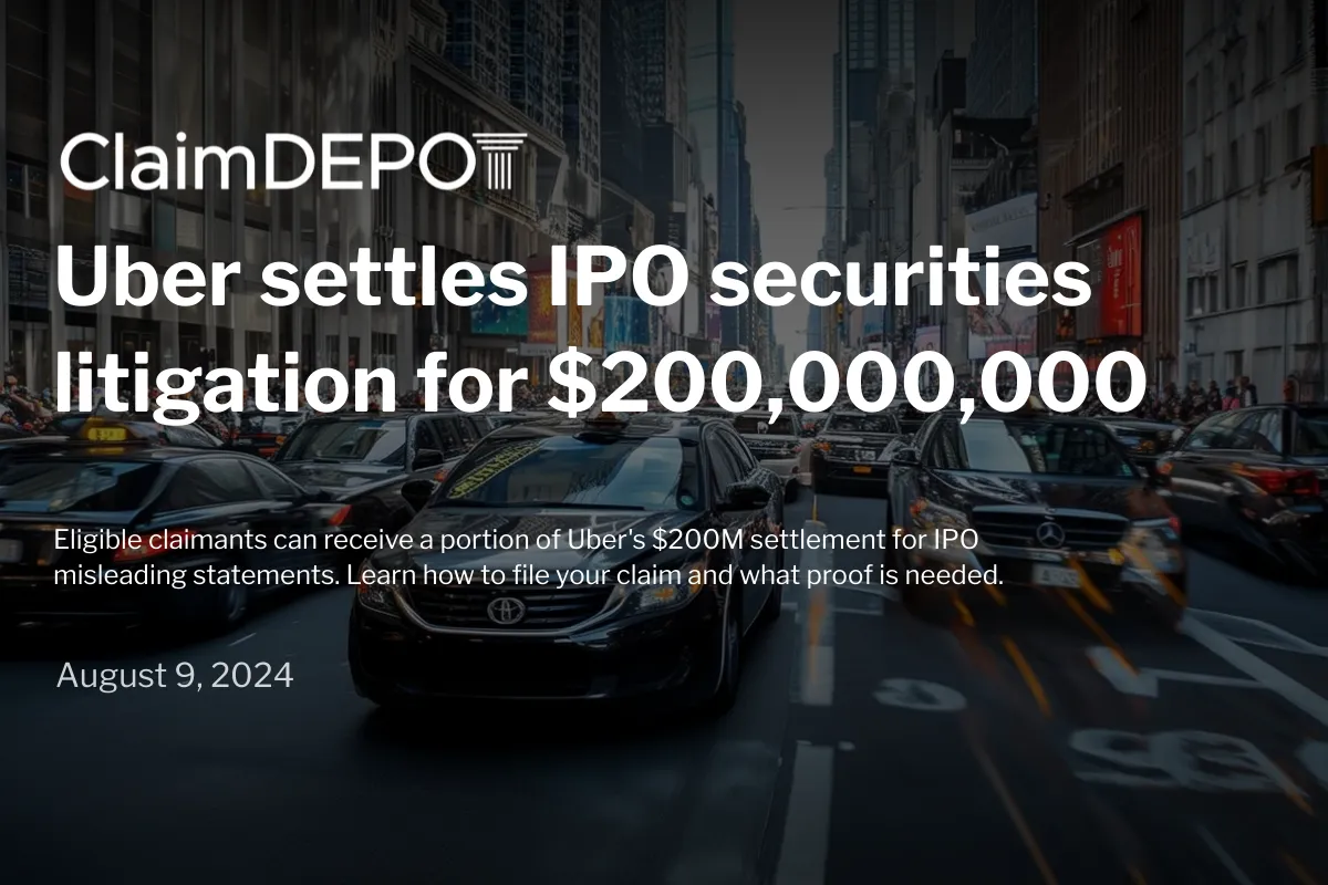 Uber $200 Million IPO Securities Settlement