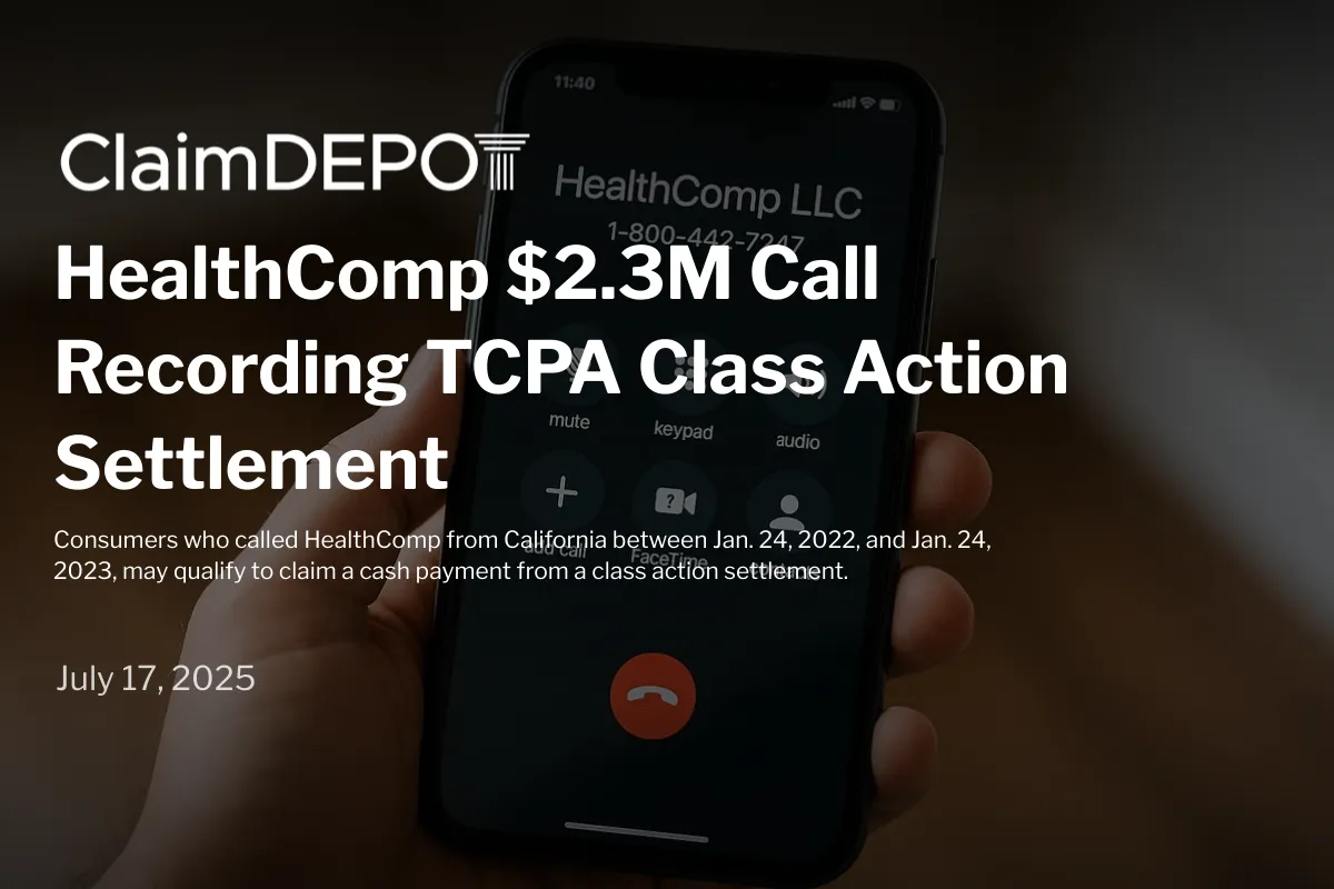 HealthComp $2.3M Call Recording TCPA Class Action Settlement