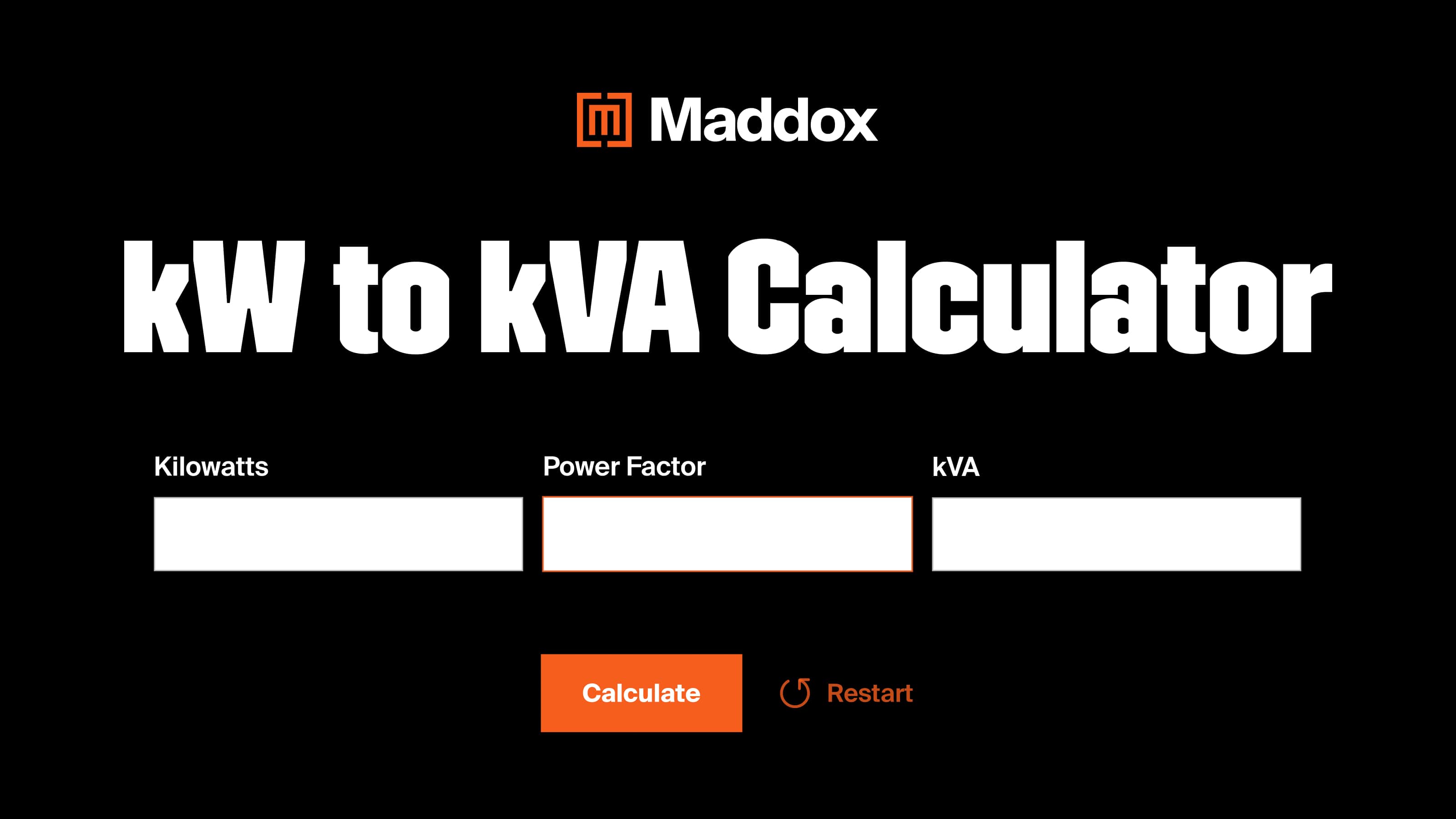 kW to kVA calculator | Maddox Transformer