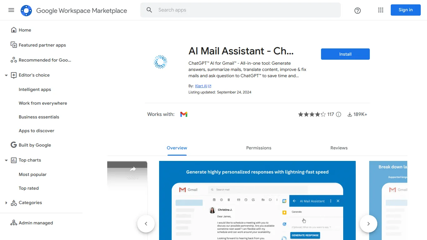 AI Mail Assistant - Avis, Prix et Fonctionnalités IA