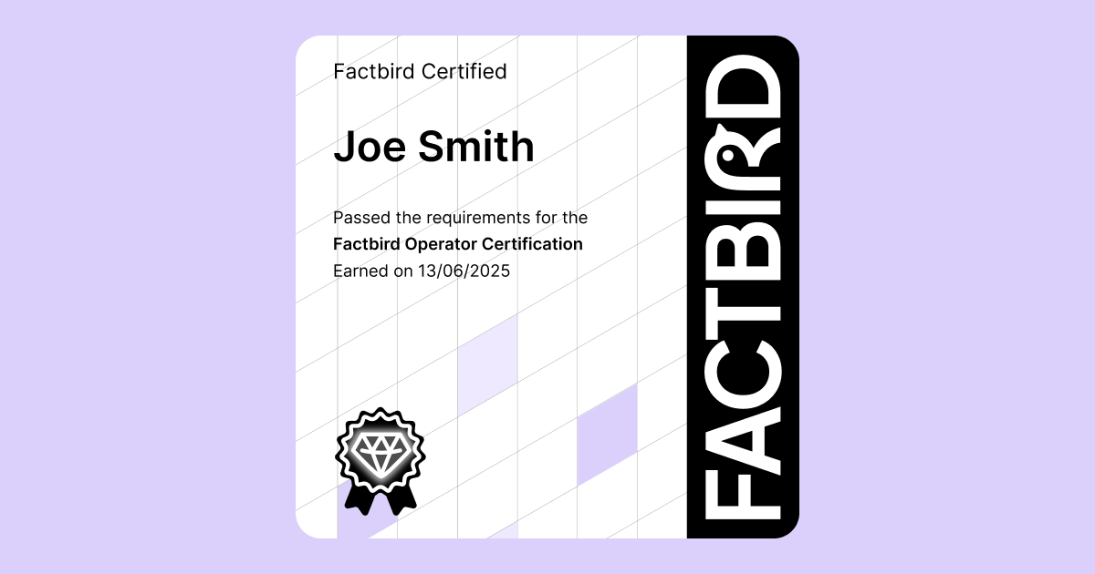 Factbird Certification: Train and certify your team