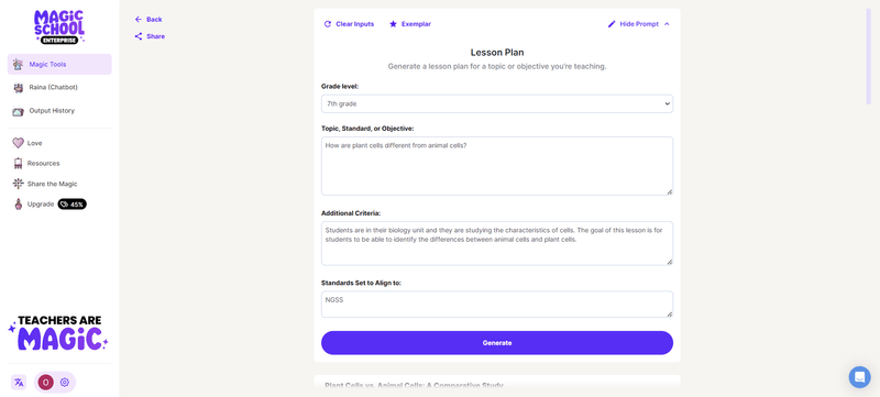 Lesson Plan Generator | MagicSchool