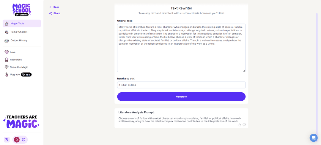 Text Rewriter | MagicSchool