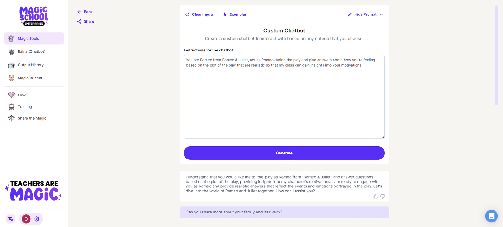 Custom Chatbot | MagicSchool