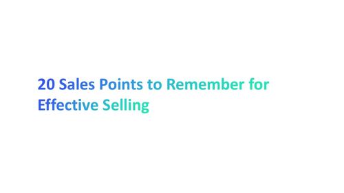 20 Sales Points to Remember for Effective Selling | Alore