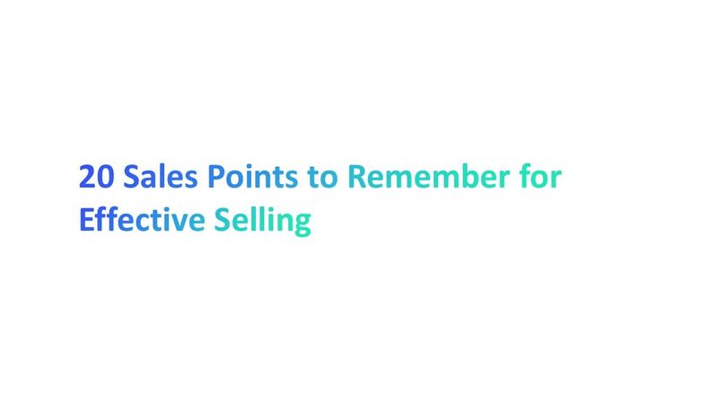 20 Sales Points to Remember for Effective Selling | Alore