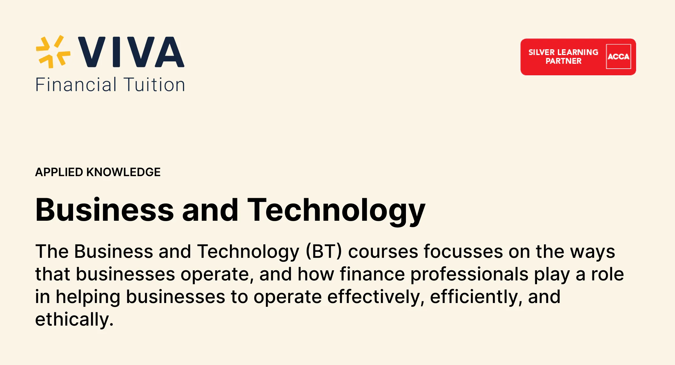VIVA | ACCA Business and Technology Course