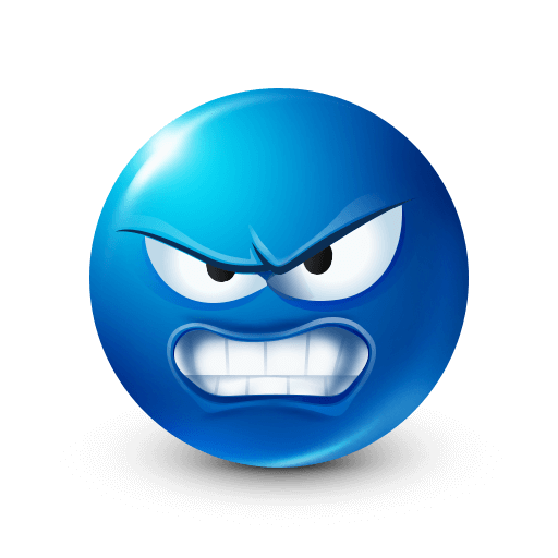 Growling Mad Smiley Blue Emoji