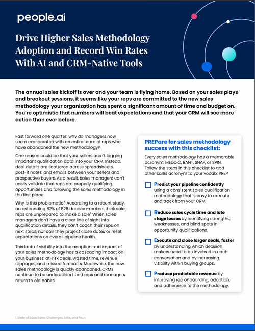 Drive Higher Sales Methodology Adoption With CRM-Native Tools | People.ai