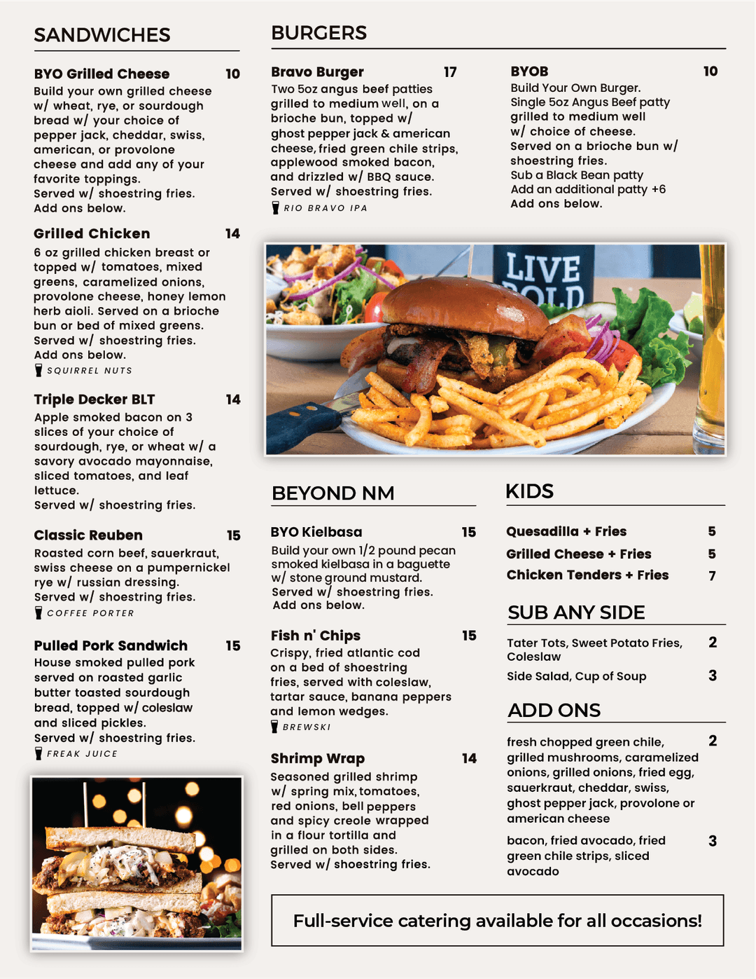 Rio Bravo Menu | Rio Bravo Restaurant