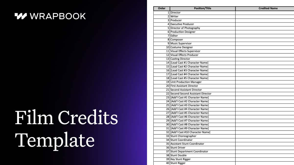 Download the Film Credits Template | Wrapbook