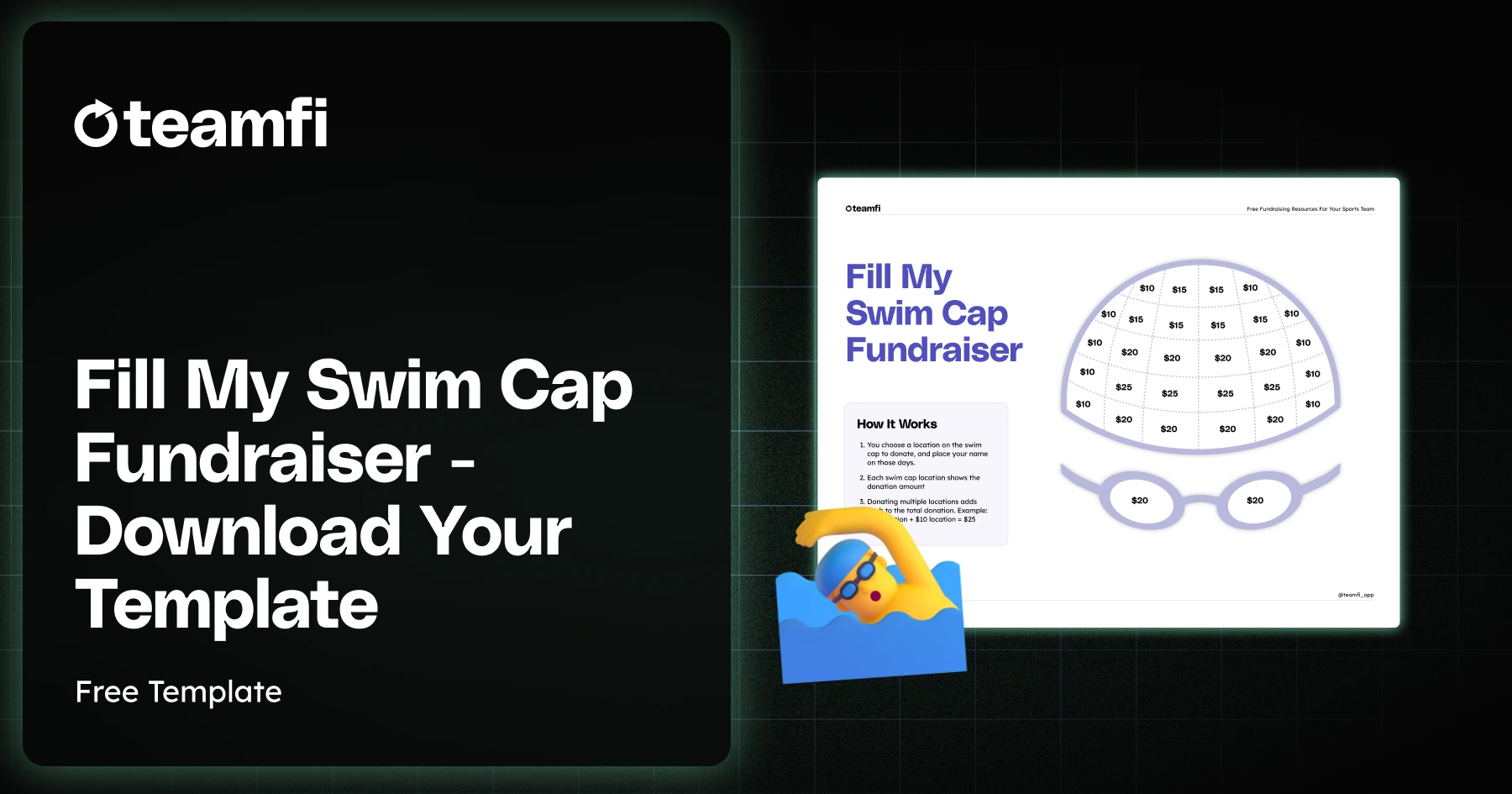 Teamfi Blog | Fill My Swim Cap Fundraiser - Download Your Template