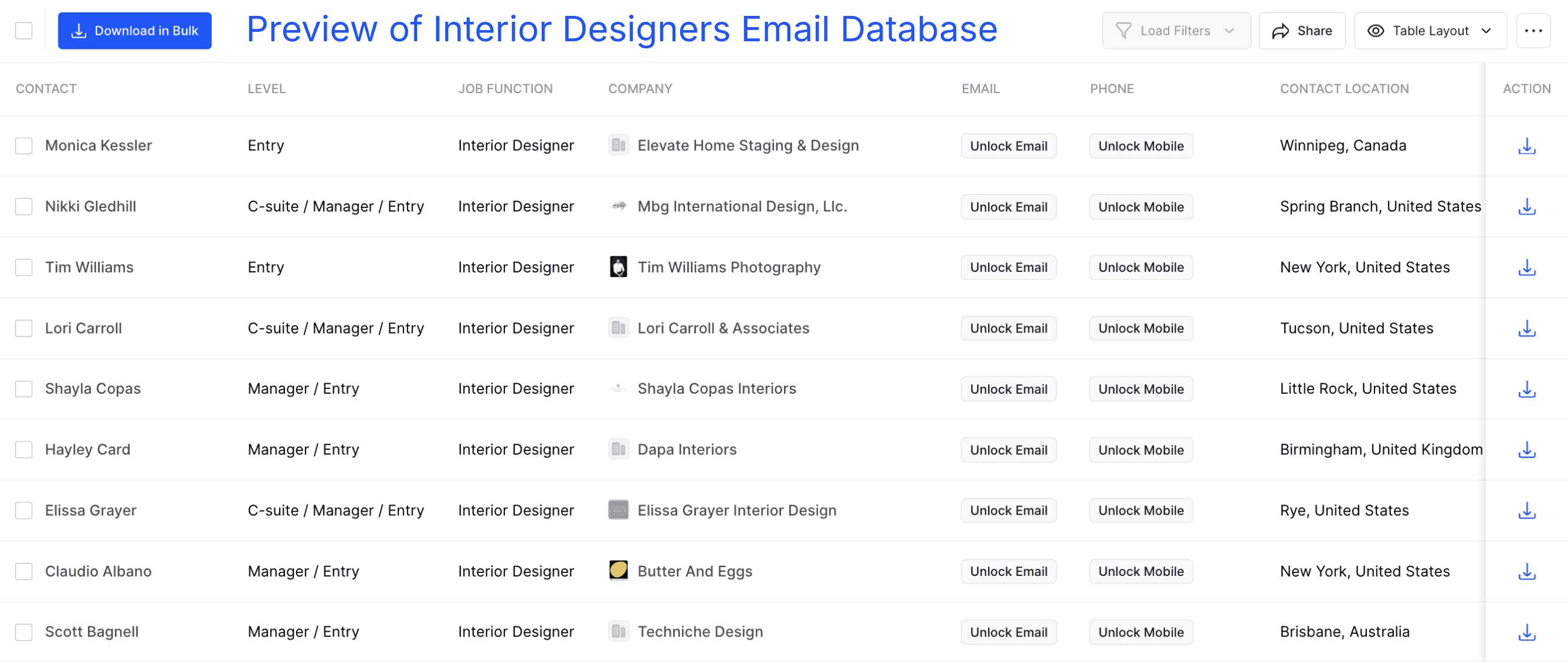 Interior Designers Email List Database - 33,962 Verified Contacts