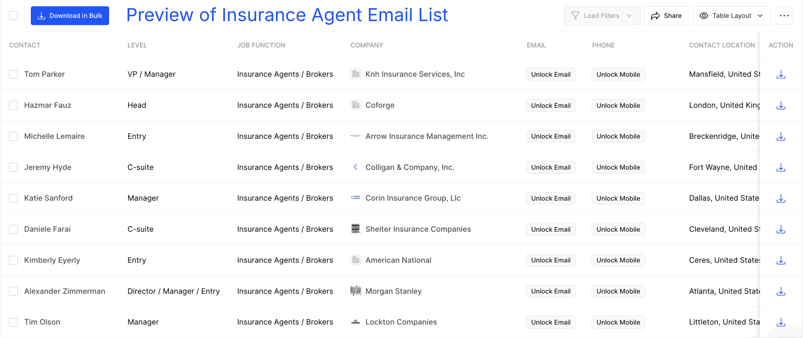 Insurance Agent Email List - 47,579 Verified Contacts