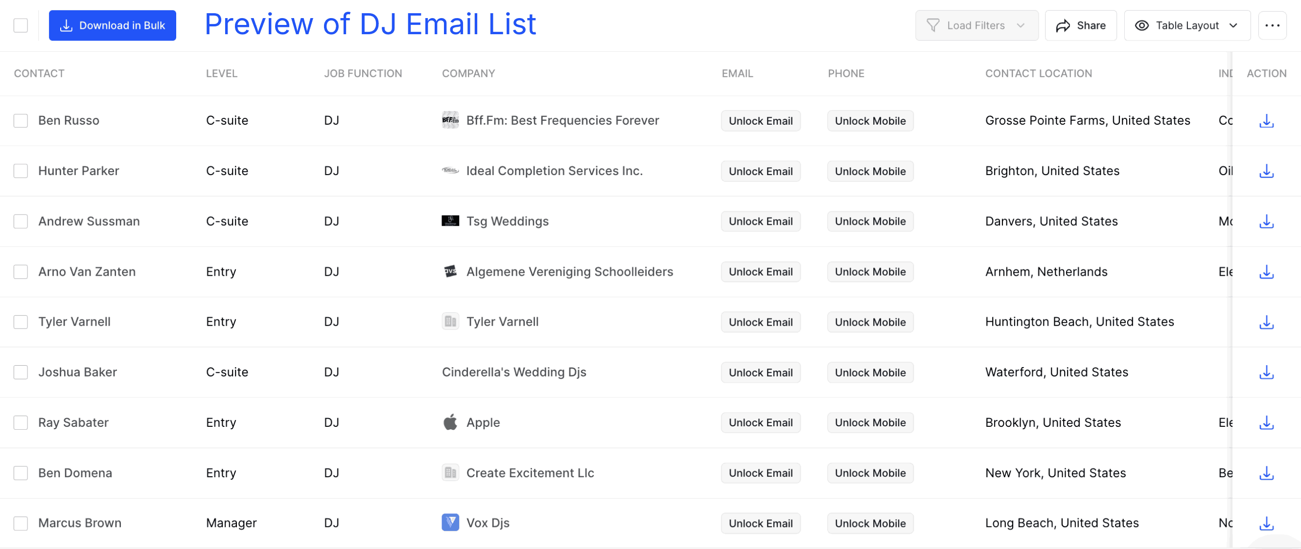 DJs Email List - 2,757 Verified Disc Jockey Contacts