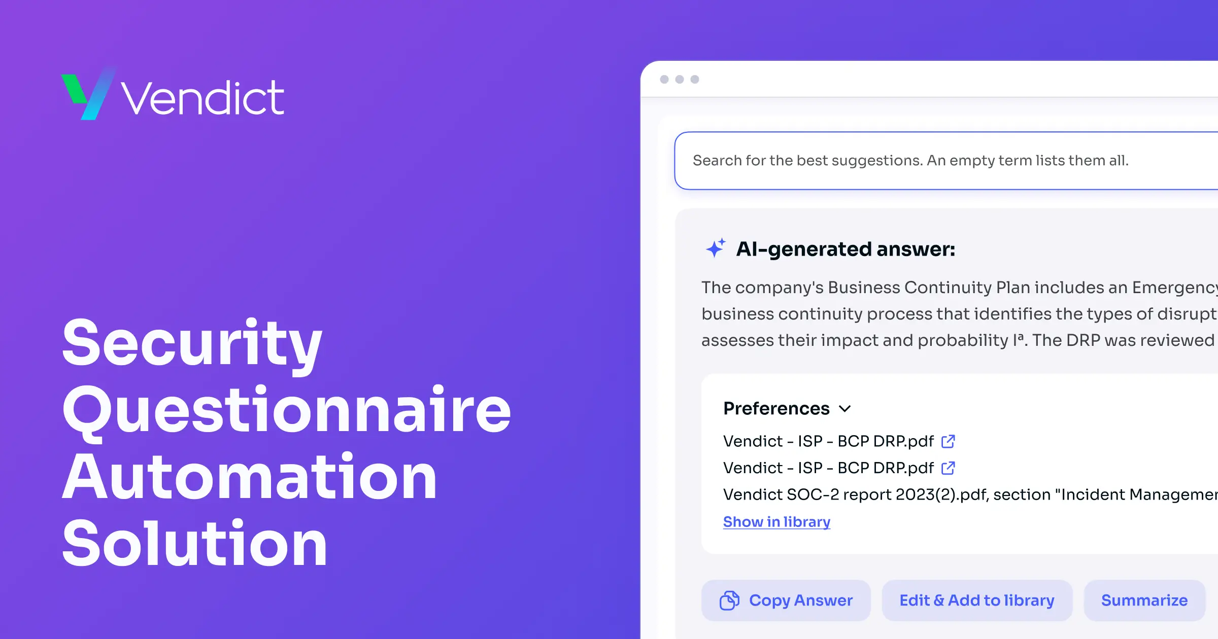 Security Questionnaire Automation Made Simple | Vendict