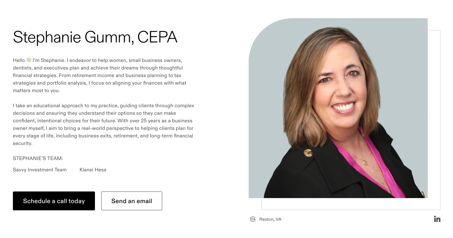 Stephanie Gumm: Financial Advisor in Reston, VA | Savvy
