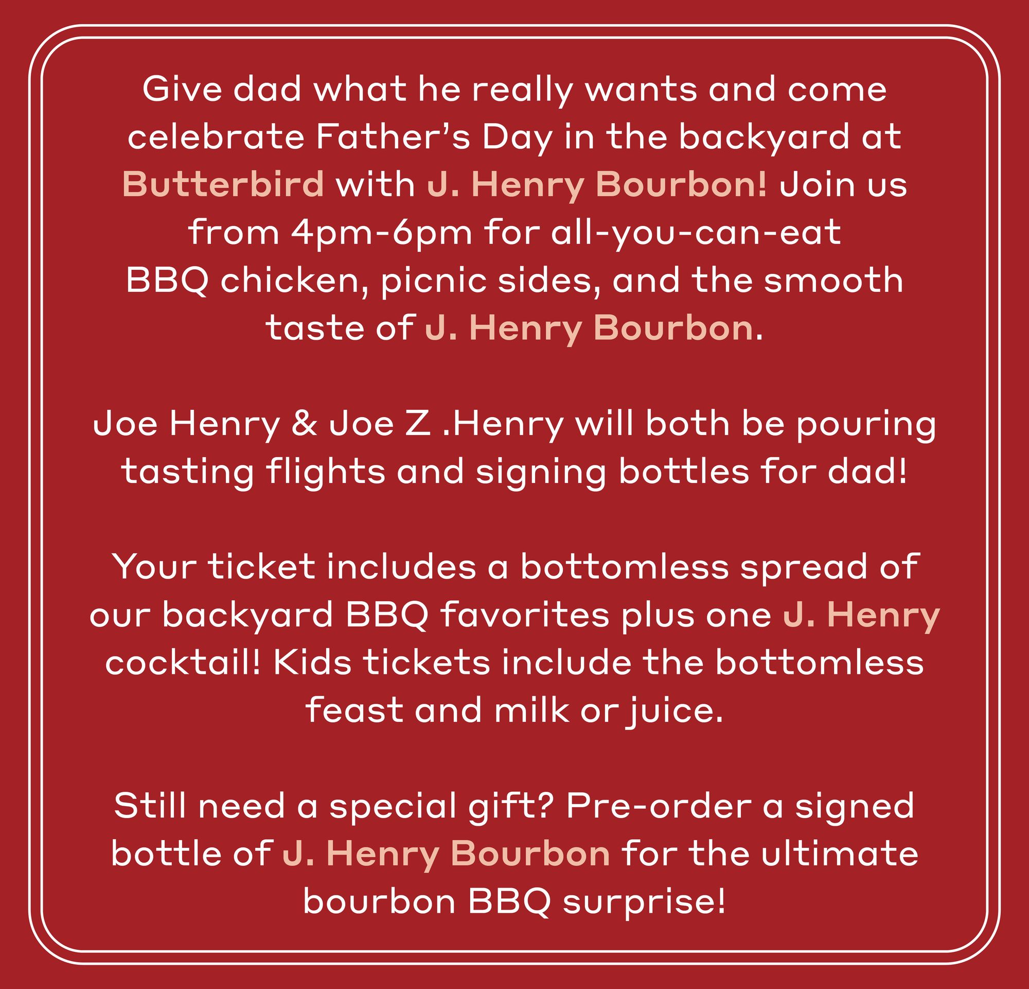 Butterbird - Menu