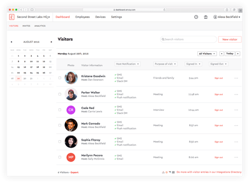 Real-time visitor monitoring dashboard | Envoy