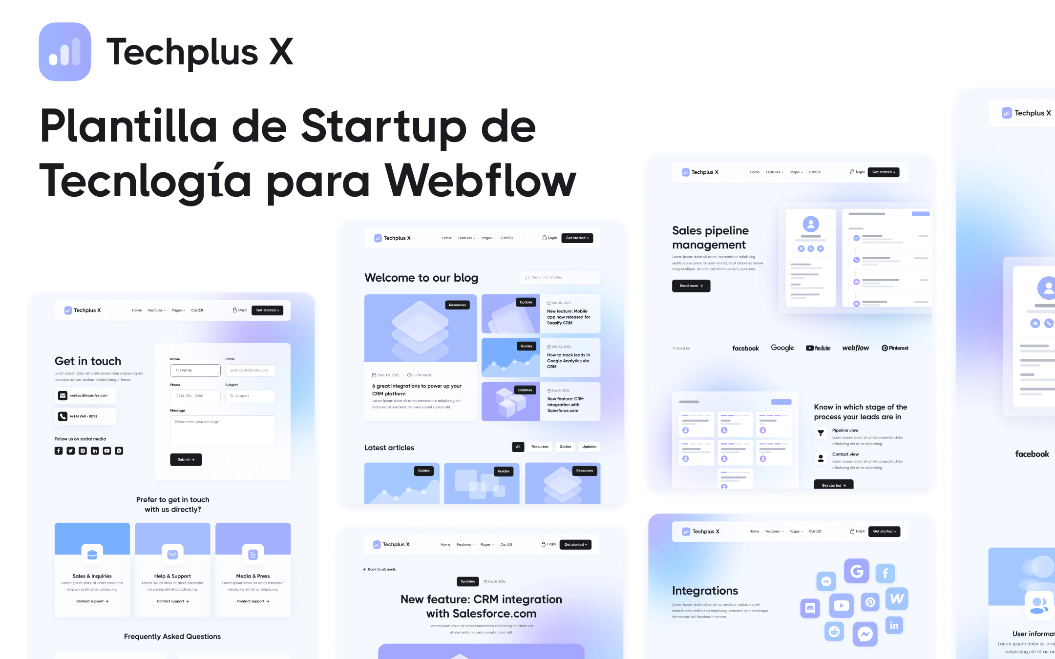 Plantilla de Startup de Tecnología para Webflow - Techplus X | BRIX Plantillas