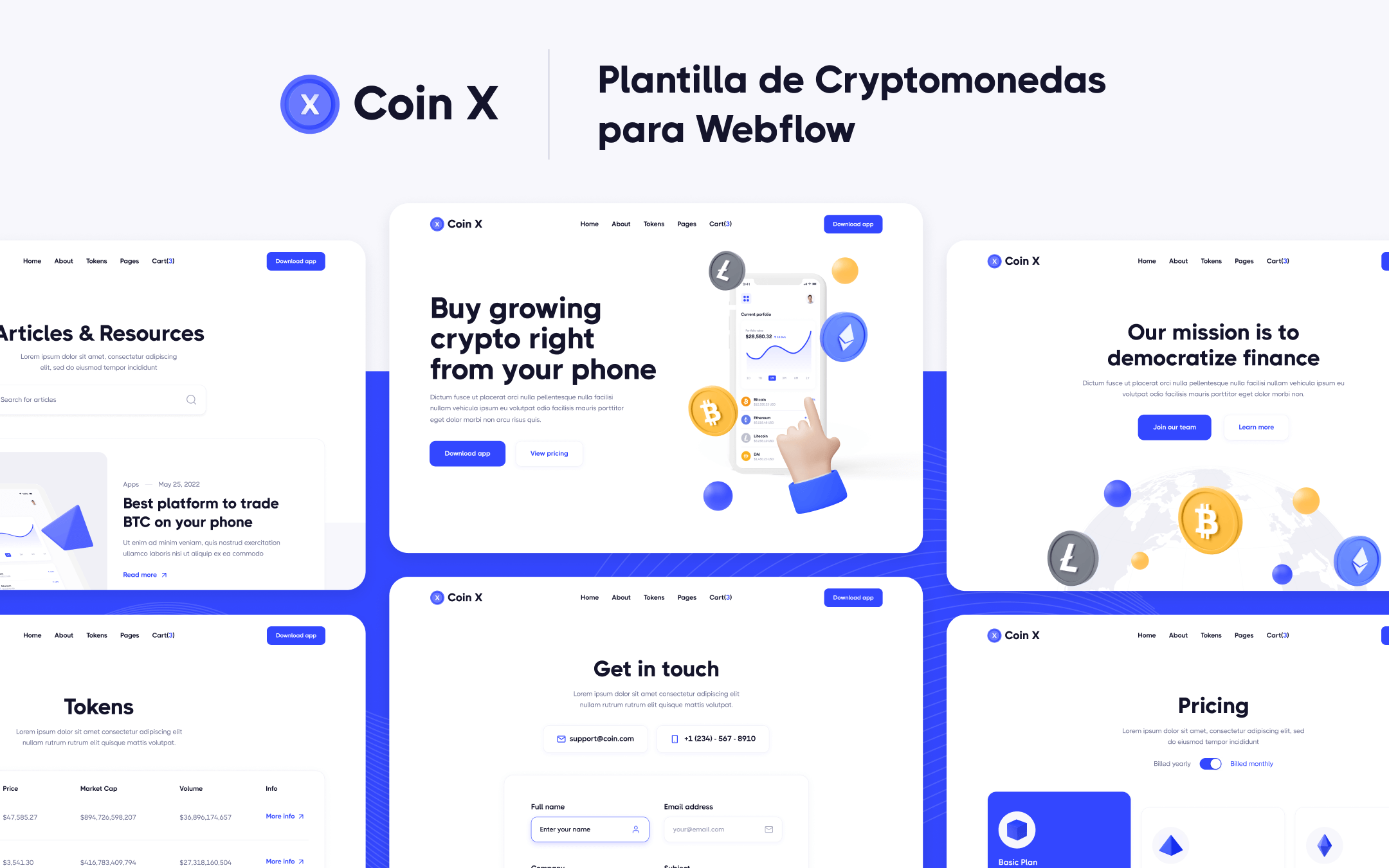 Plantilla de Cryptomonedas para Webflow - Coin X | BRIX Plantillas