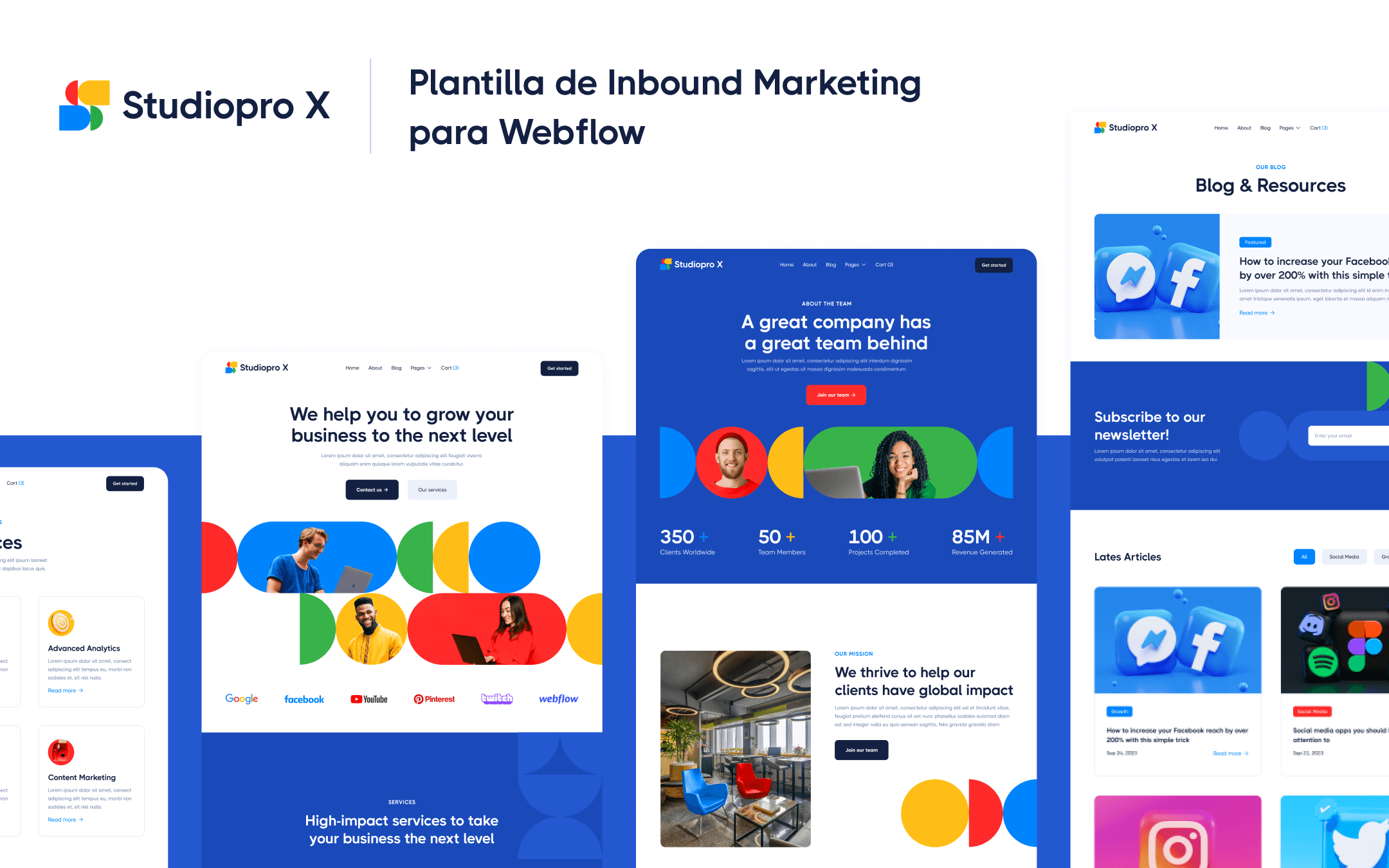 Plantilla de Inbound Marketing para Webflow - Studiopro X | BRIX Plantillas