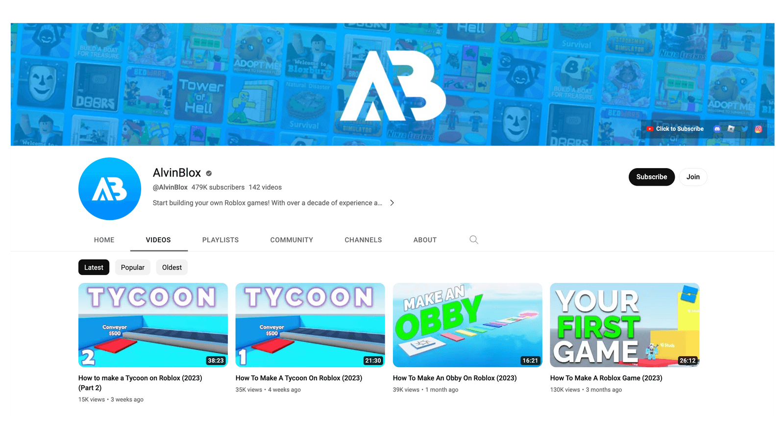 AlvinBlox - Roblox Scripting Tutorials