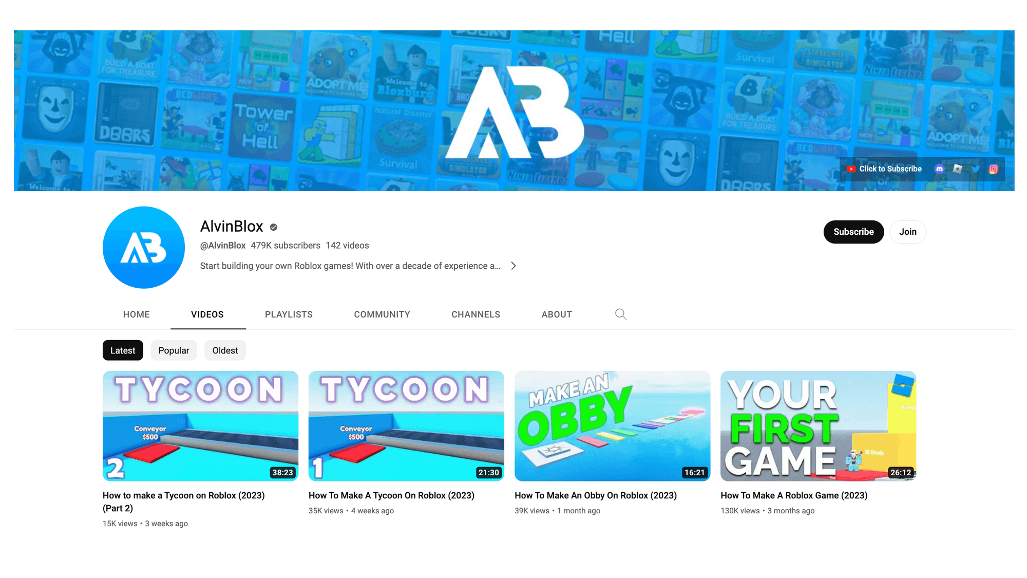 AlvinBlox - Roblox Scripting Tutorials