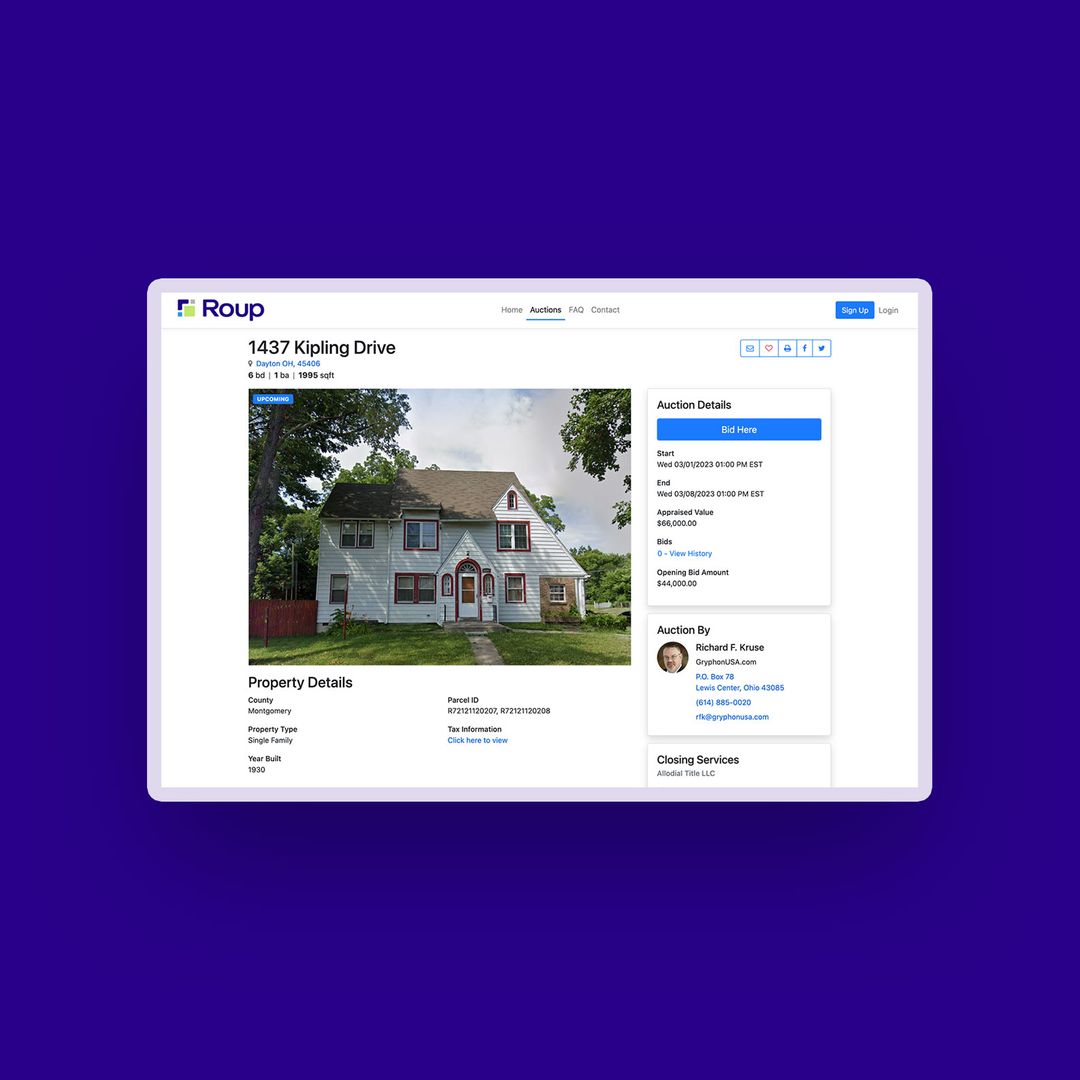Roup – White Label Real Estate Auction Platform