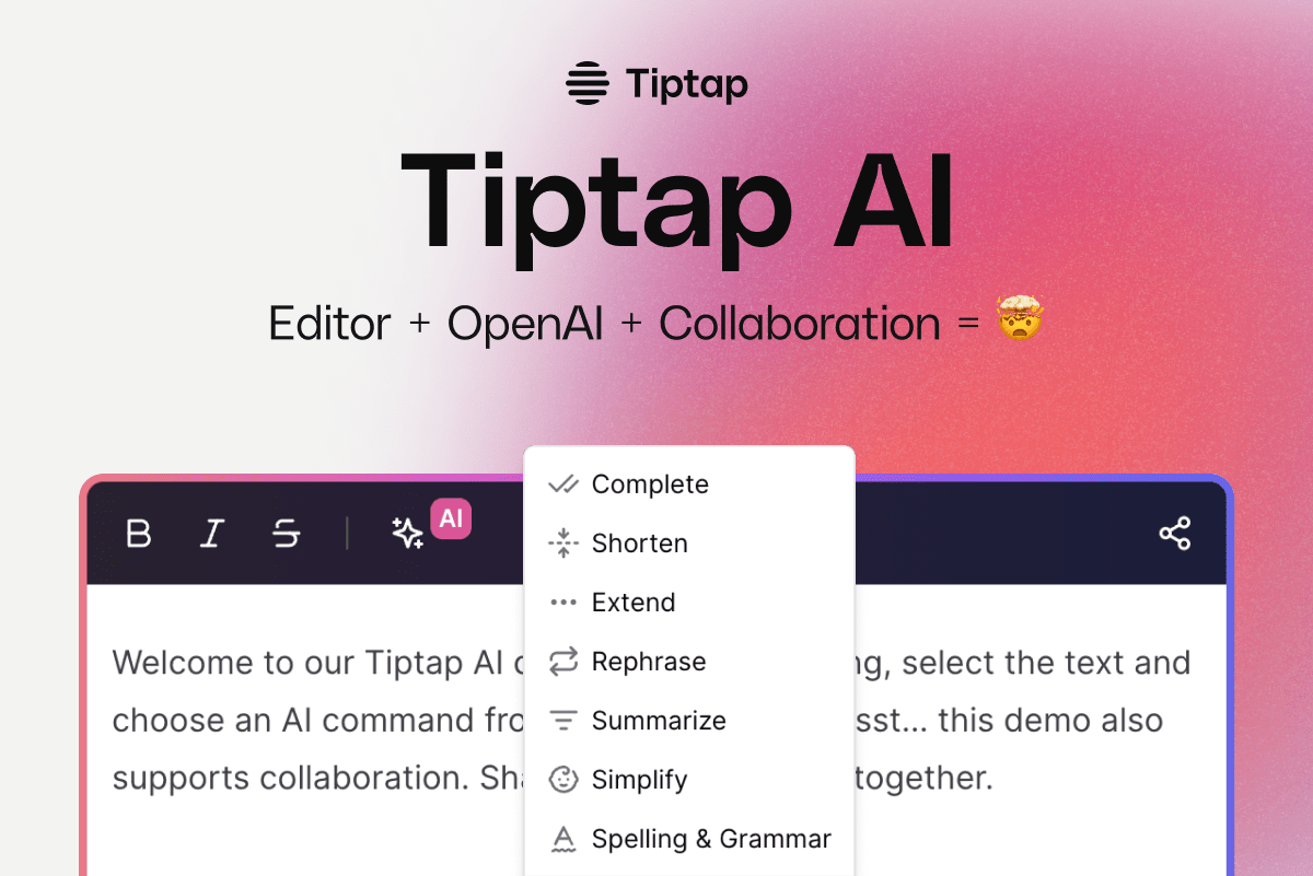 Introducing Content AI: Your Editor’s Best Friend – Tiptap Release Notes