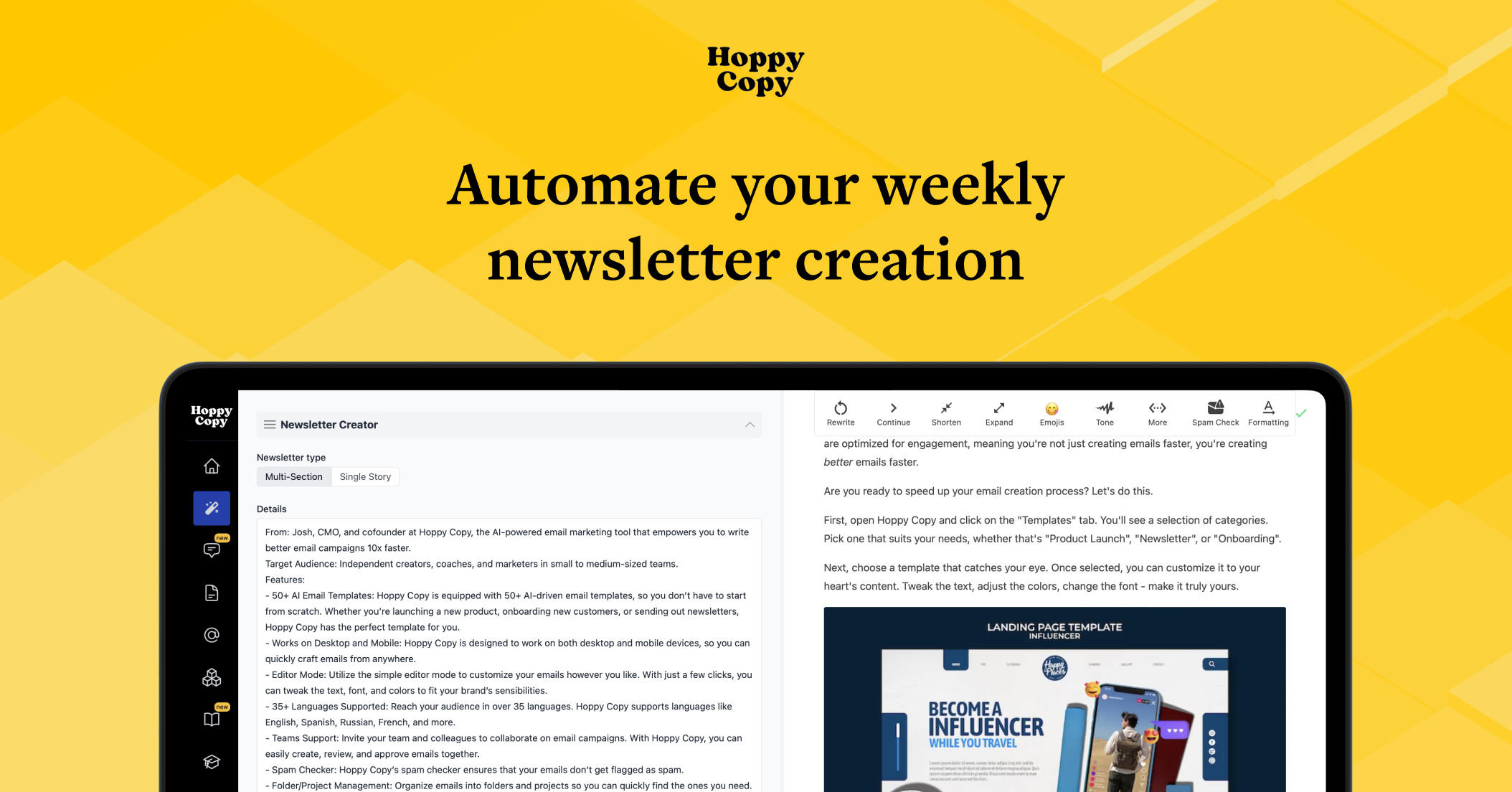 AI Email Newsletter Generator - Writing, Images, Design