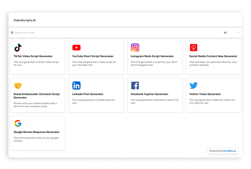 FormWise.AI | Create White Label AI Tools For Your End Users