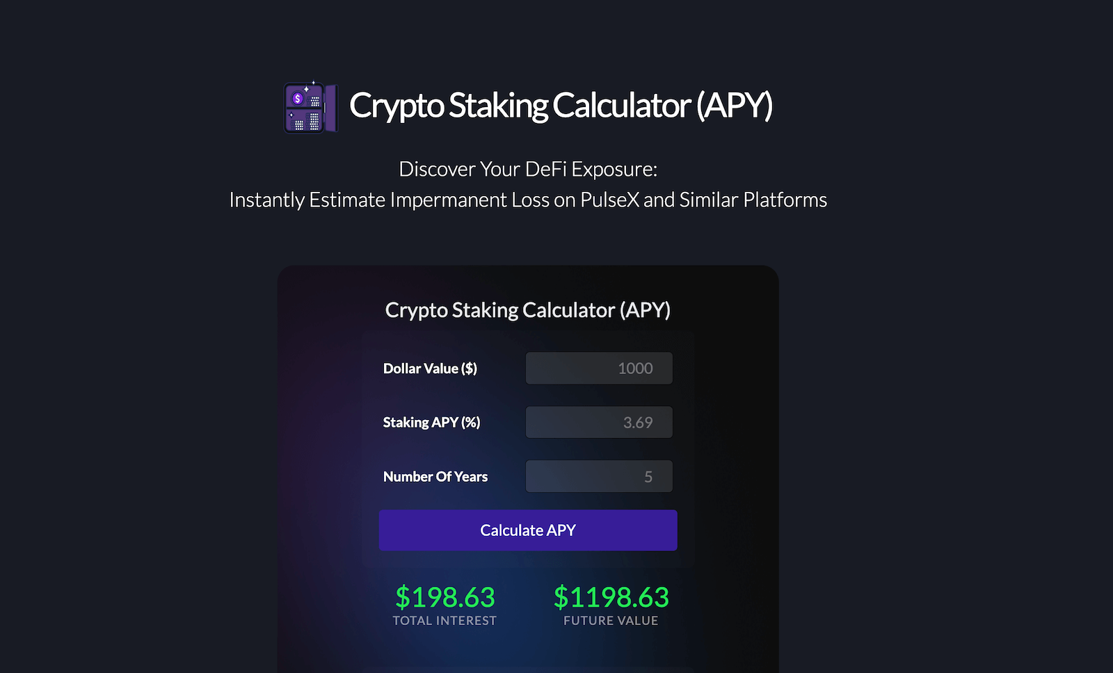 Crypto Staking Calculator (APY)