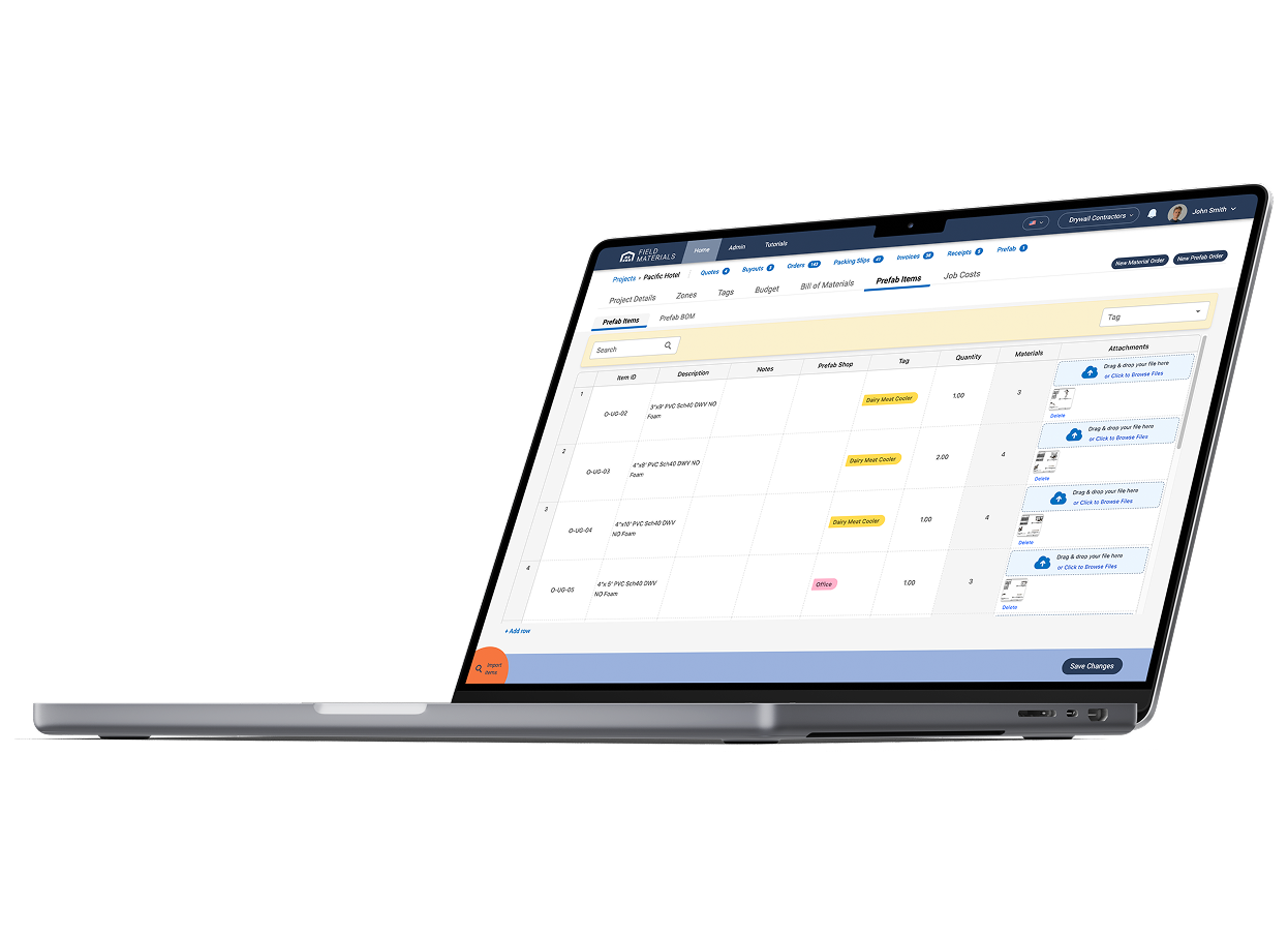 Field Materials: AI construction purchasing & material management software