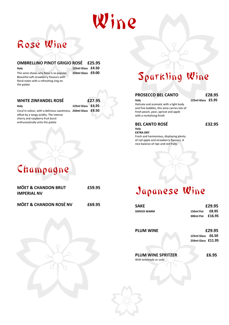 Teppanyaki Leeds Menus