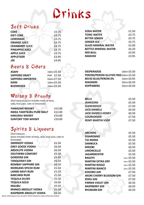 Teppanyaki Leeds Menus